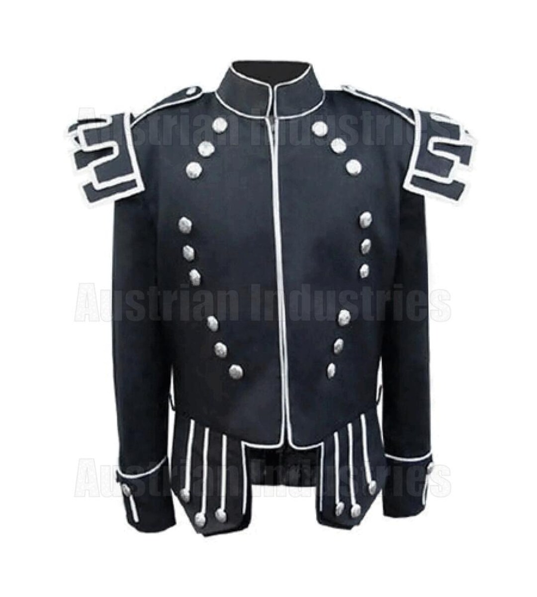 Men's Scottish Black Gabardine Guards Style Military Doublet Jacket ...