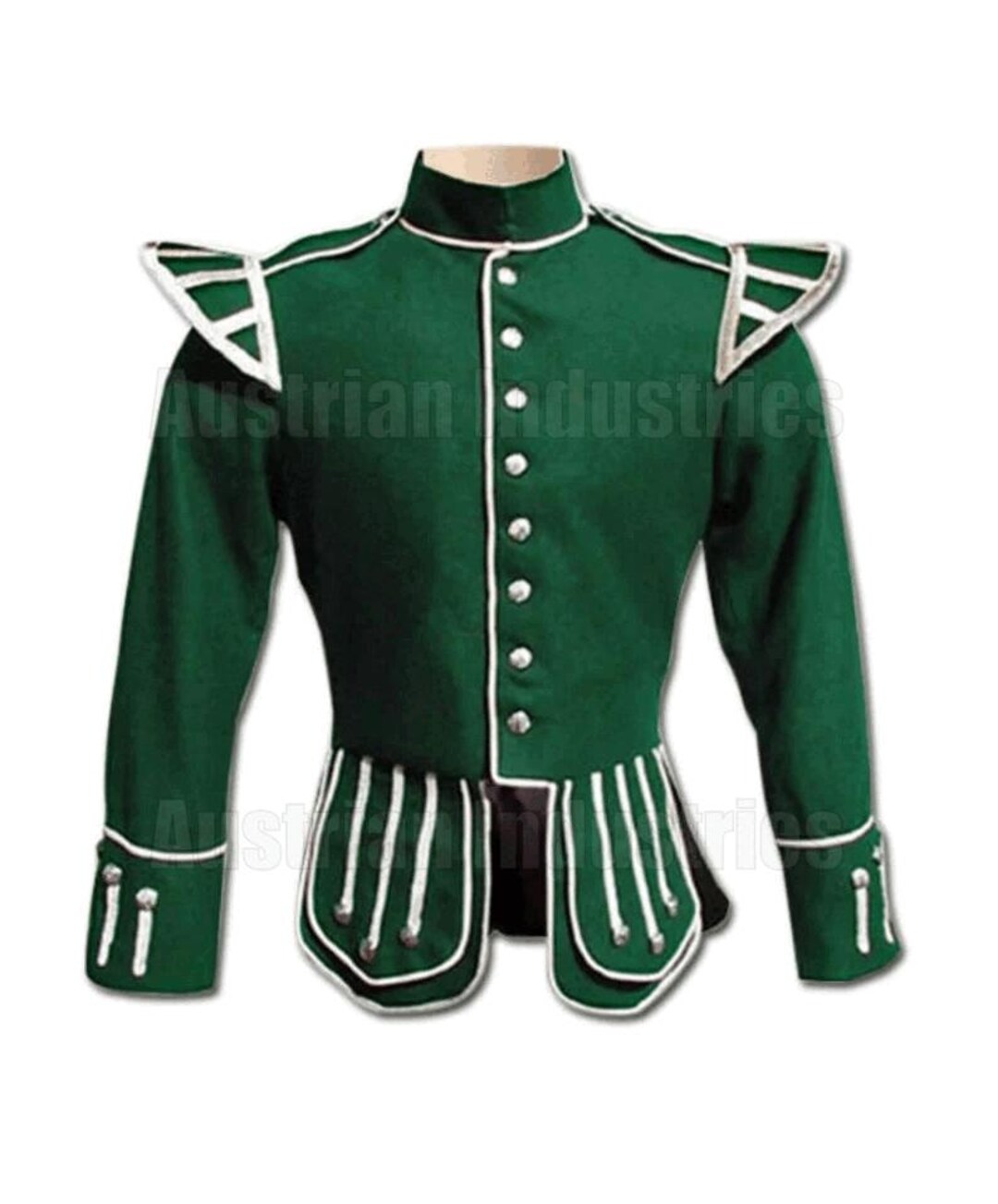 Men's Scottish Green Military Doublet Wool Jacket | Black Doublet With ...