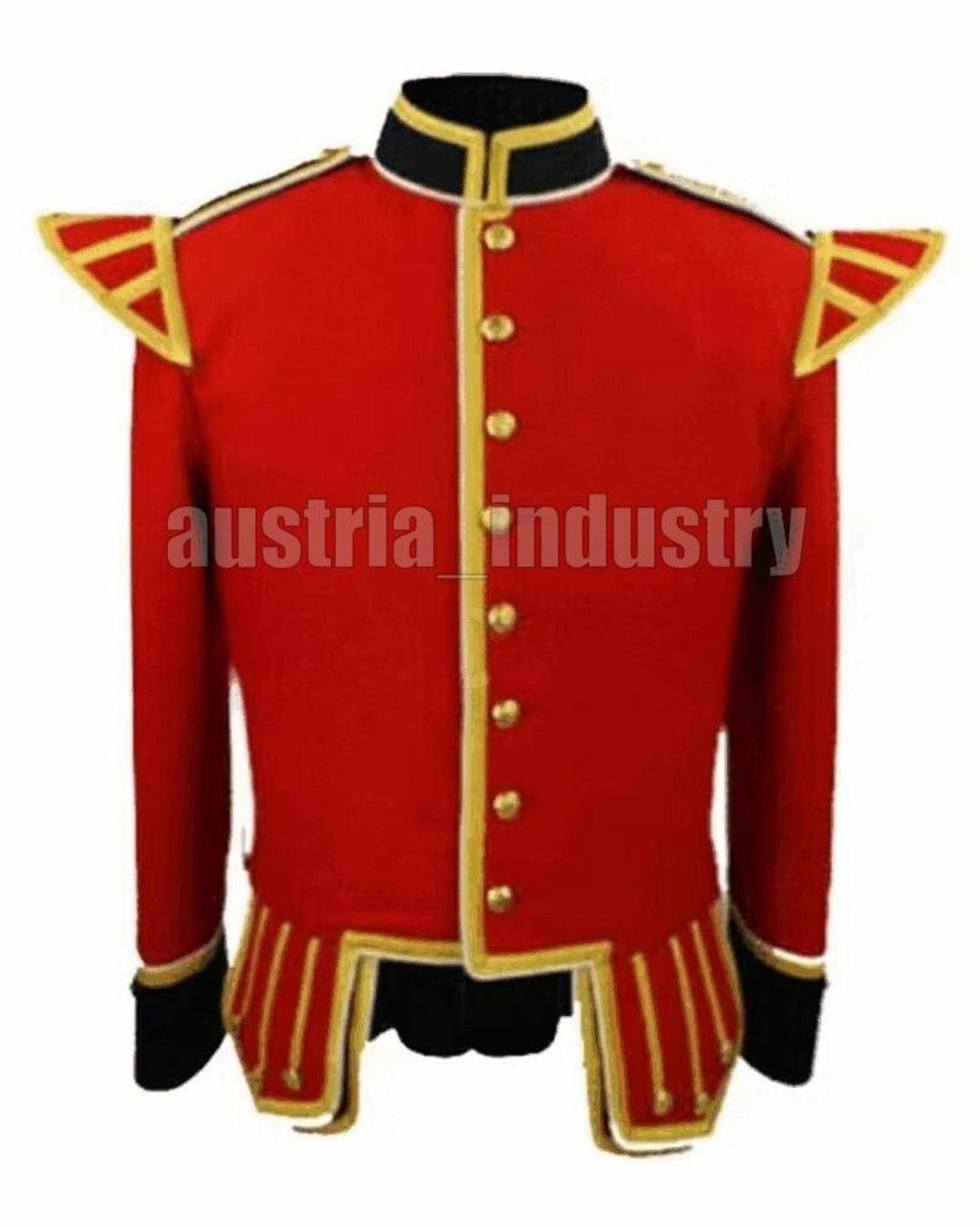 Men's Scottish Red Military Doublet Wool Jacket | Black Doublet With ...
