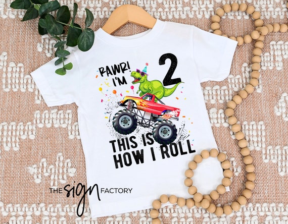 RAWR I'm 2 Birthday Shirt, 2nd Birthday Shirt, Dinosaur T-Rex Monster ...