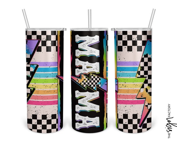 Retro Mama Checkered Tumbler, Mom Tumbler, Mom of Boys, Mom of Girls ...