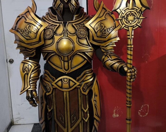 Divine Golden Warrior Armor Cosplay – Full Body Costume With Trident ...
