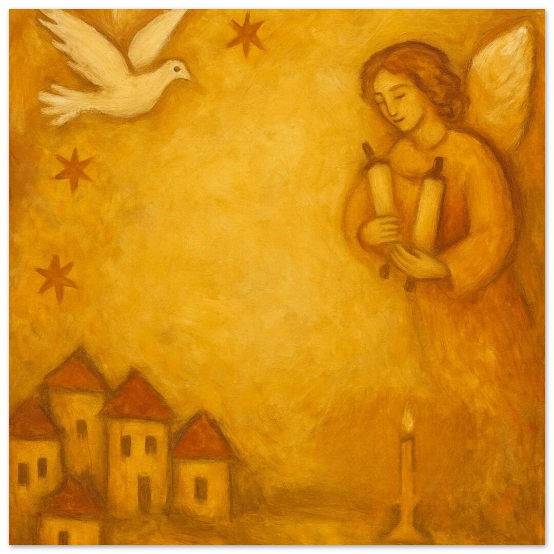 Personalized Hebrew Name Poster – Golden Shtetl Judaica Art, Angel ...