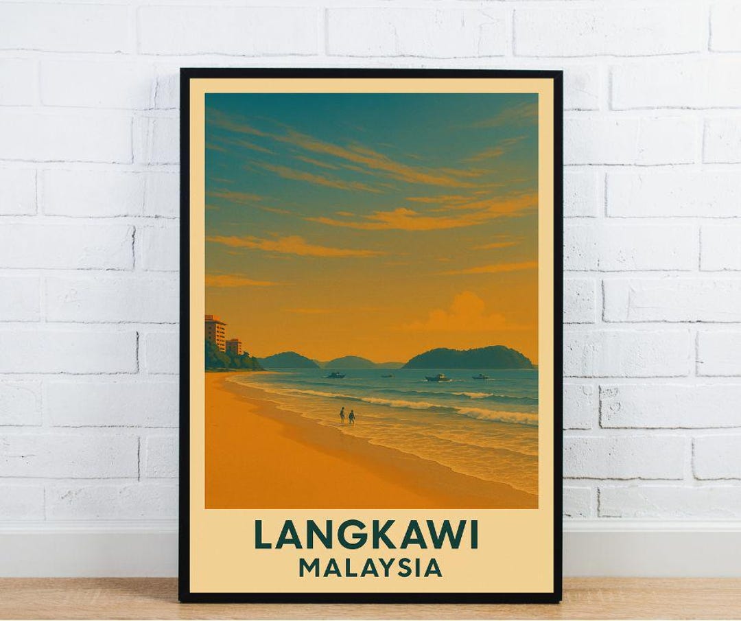 Langkawi Printable Travel Poster | Malaysia Wall Art | Retro Beach ...