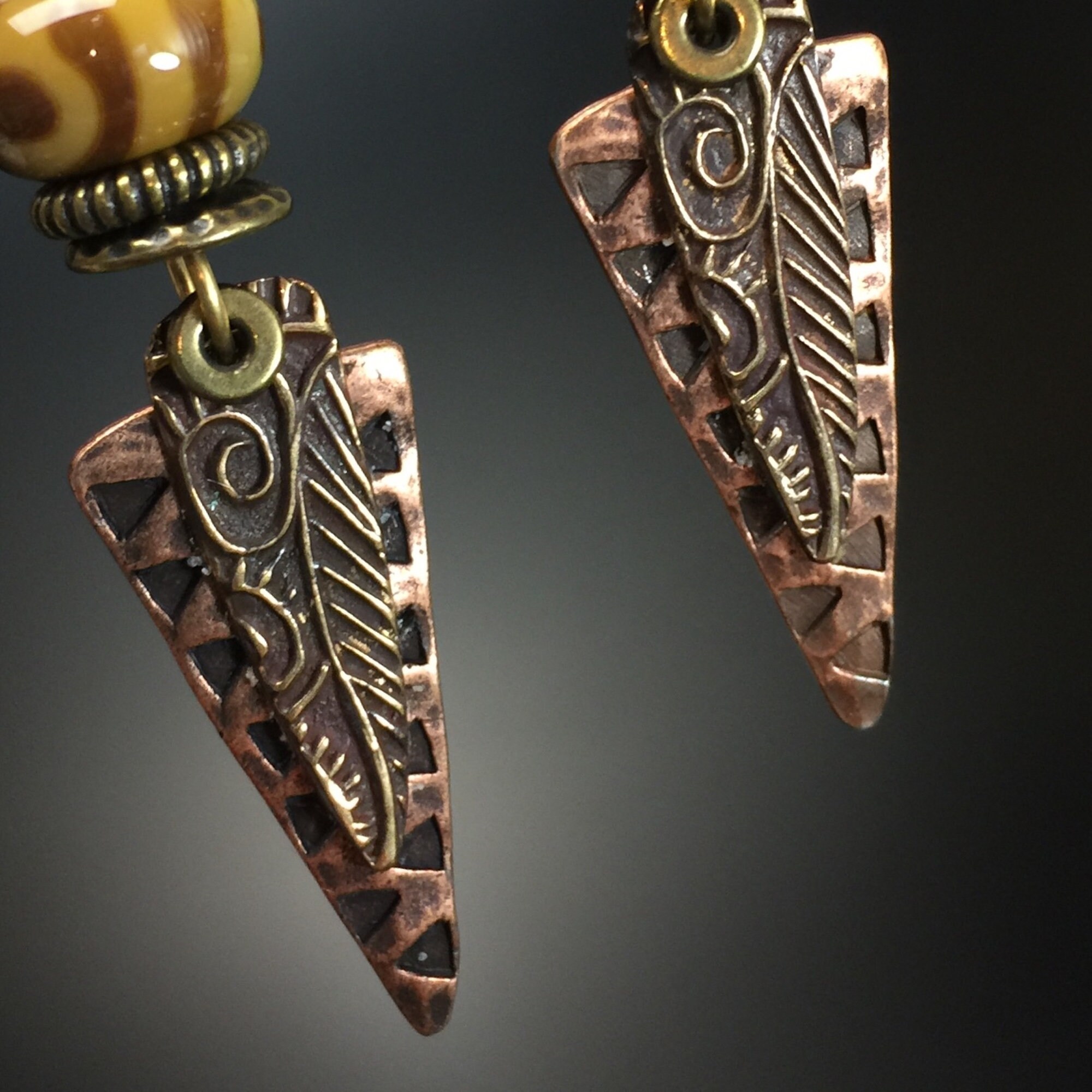 Artisan Earring #59...copper/ Mixed Metal Earring, Wayne Robbins Glass ...