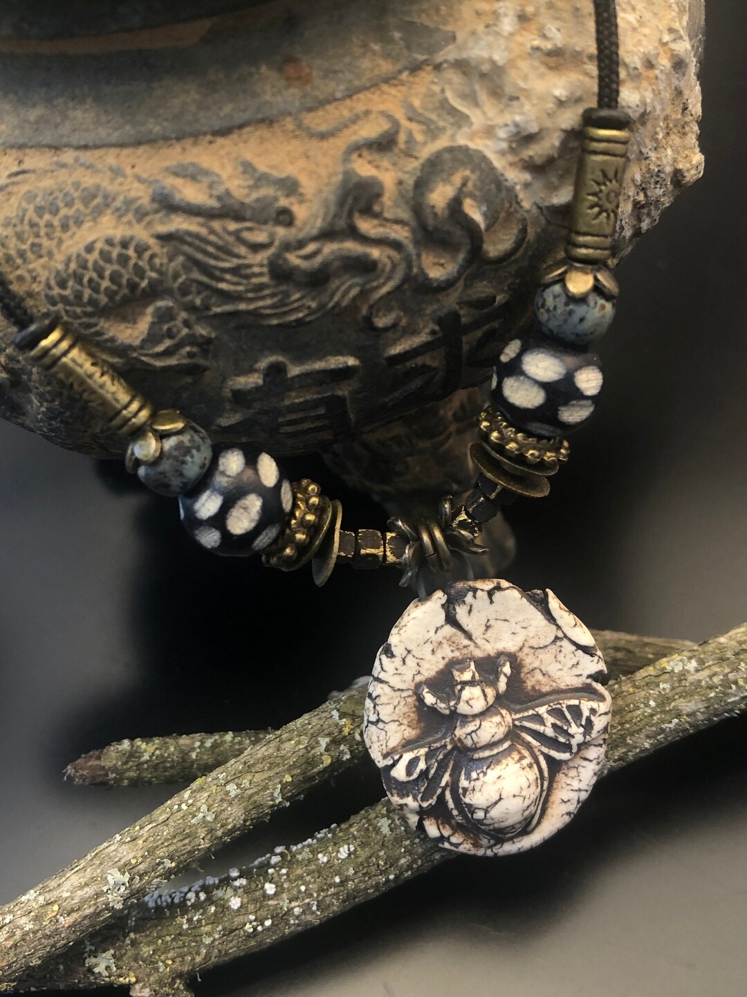 Bee Pendant 62...artisan Bee Pendant, Porcelain Bee Pendant, Bee ...