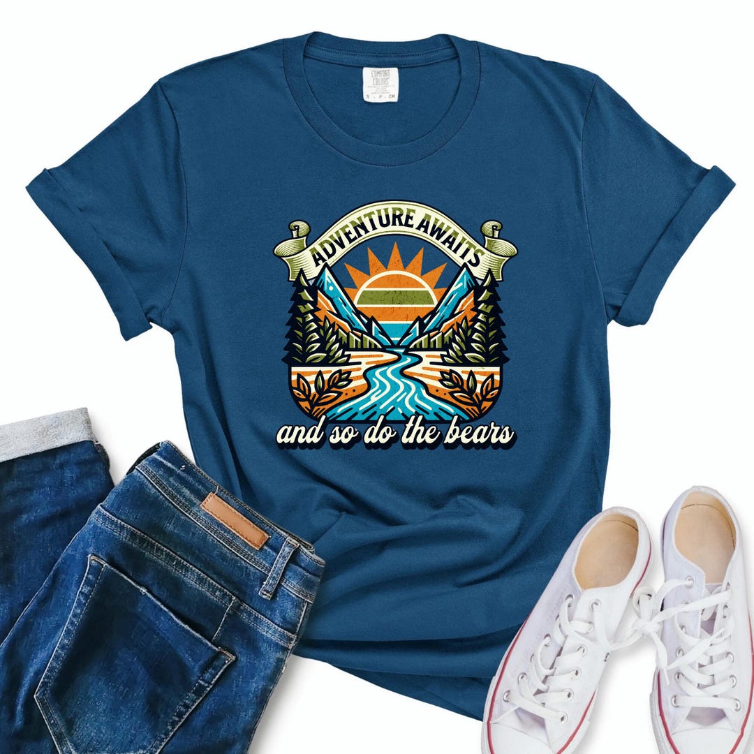 Adventure Awaits Comfort Colors Tee | Retro Camping & Hiking Gift - Etsy