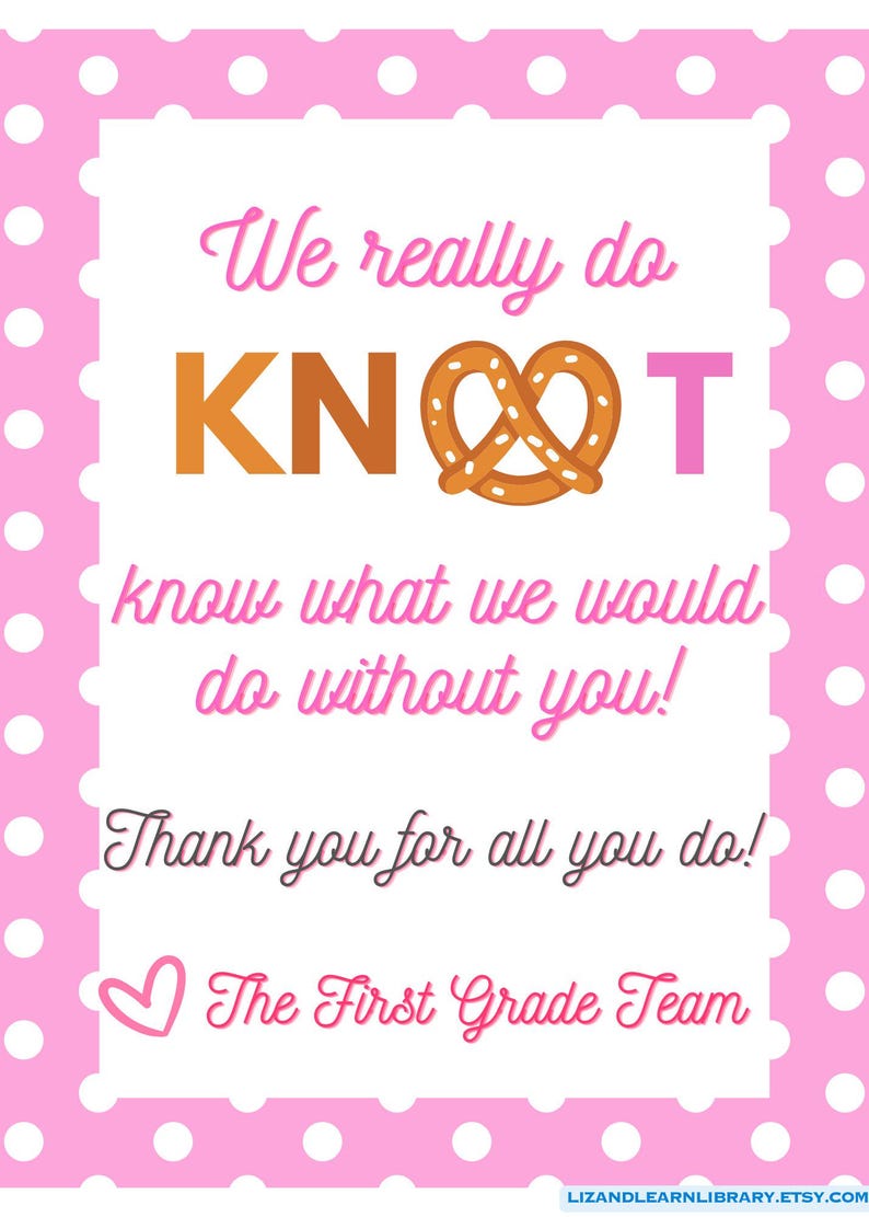 Pretzel Thank You Note: Teacher Appreciation Print Canva (digital ...