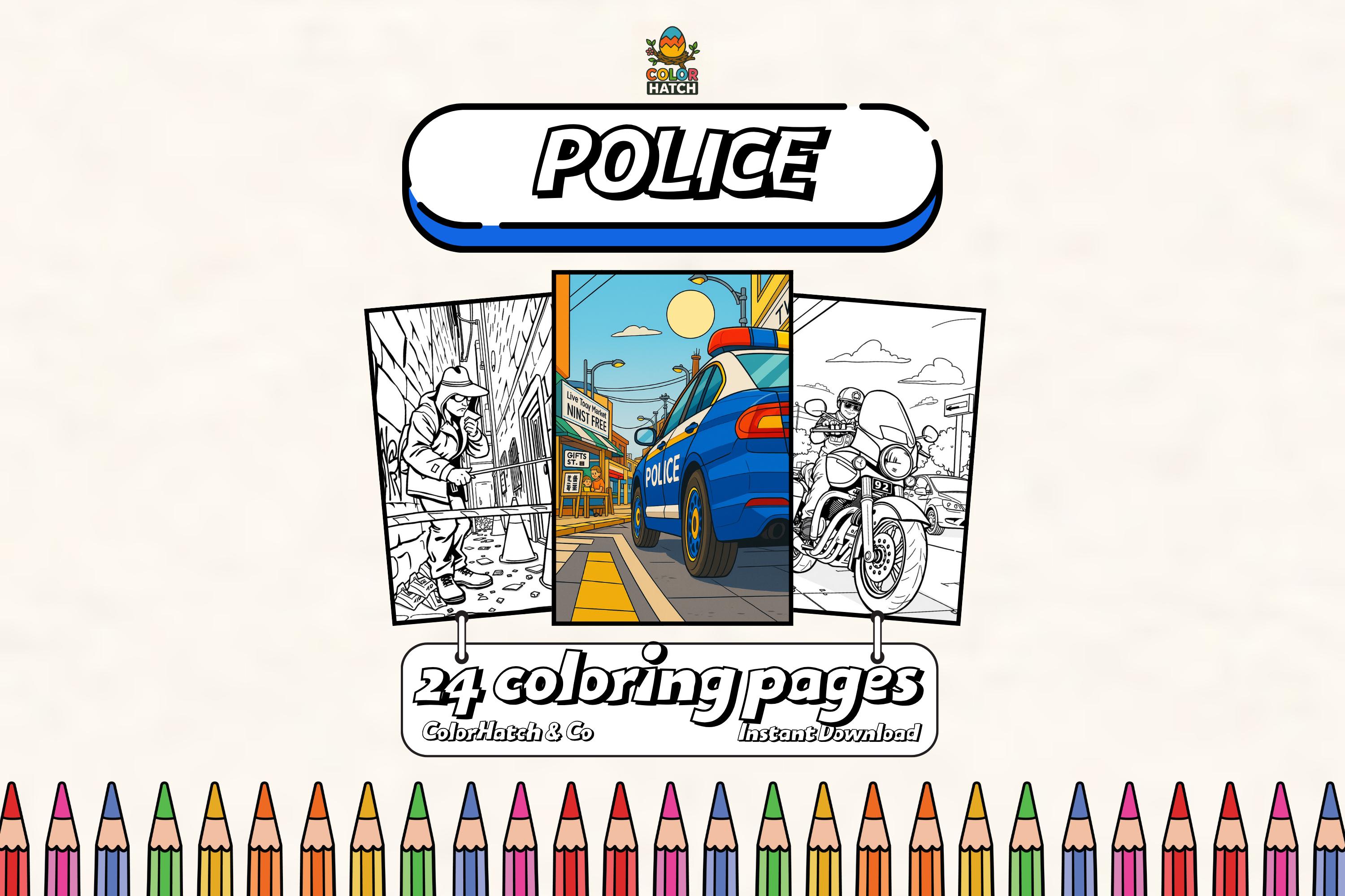 24 Police Coloring Pages for Kids – Printable PDF Activity Sheets With ...