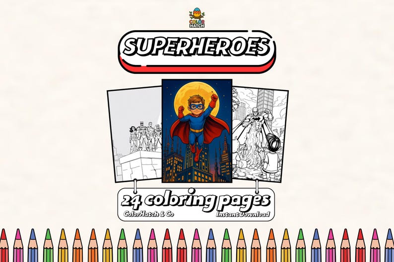 24 Superhero Coloring Pages for Kids – Printable PDF With Rescue Scenes ...