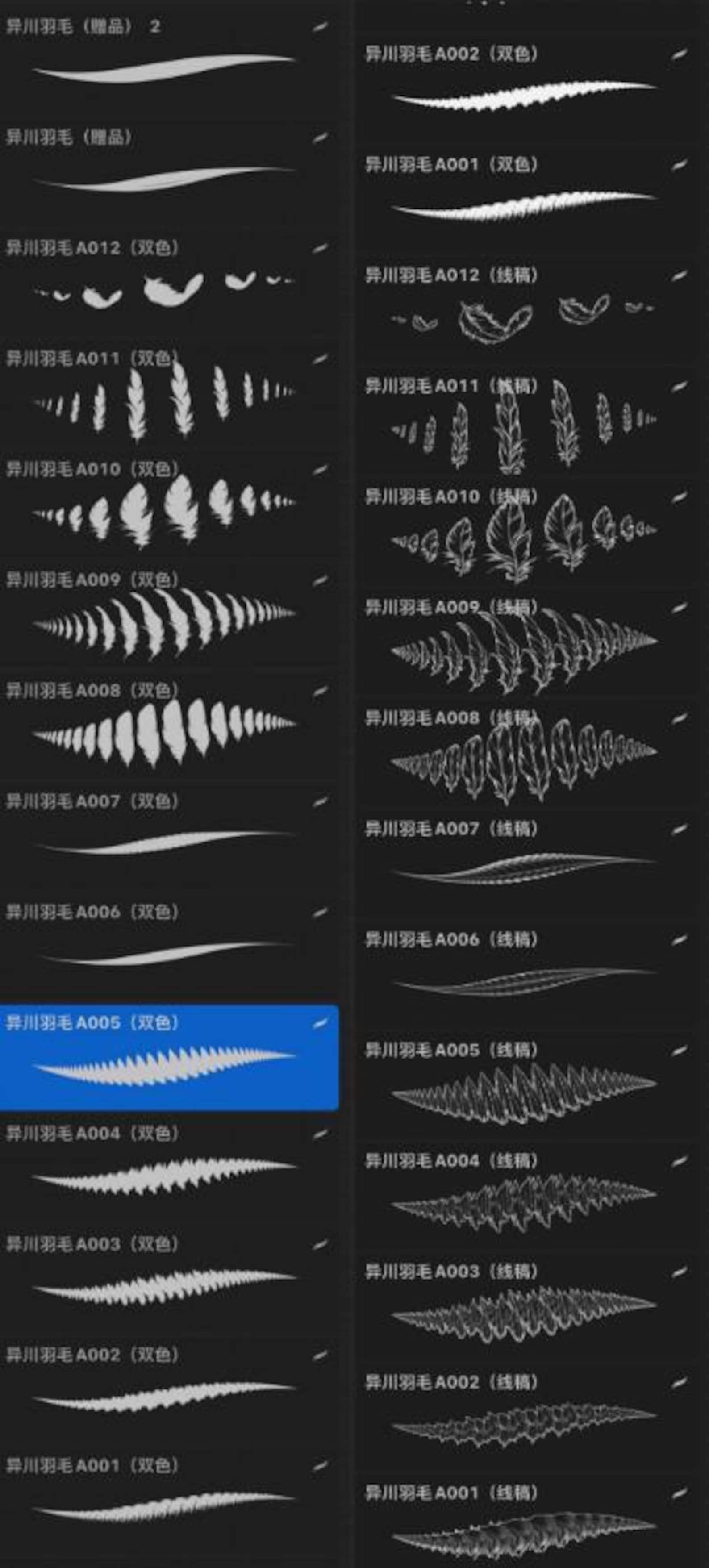 Procreate Special Feather Wings Brush | 12支 (line Drawing + Two-color ...