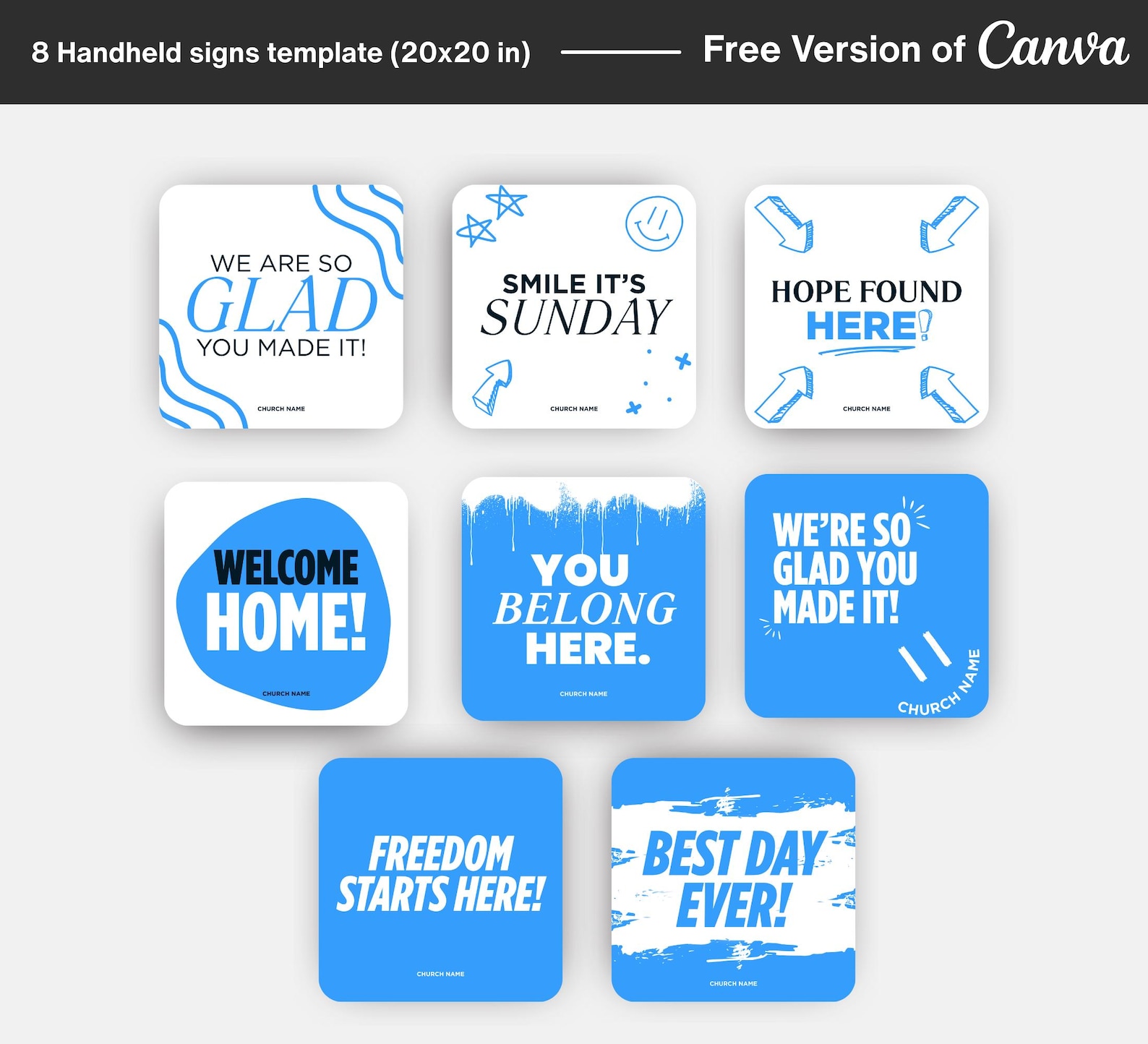 Church Welcome Signs, Modern FREE Canva Templates, Cheerful Greeting (8 ...