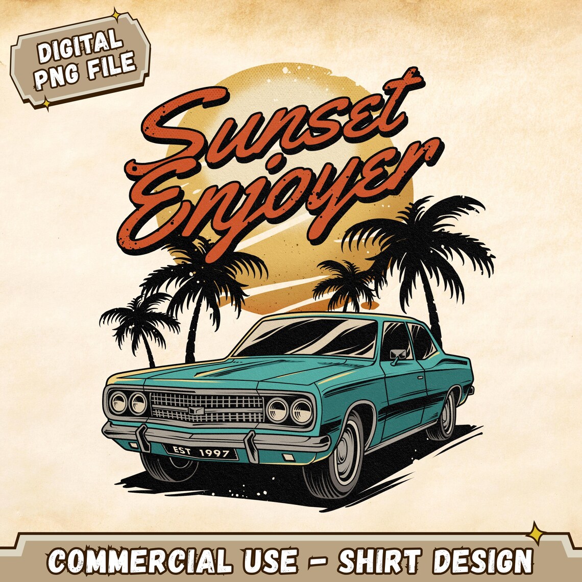 Retro Shirt Design, Sunset Enjoyer Summer Retro Png, Retro Shirt Image ...