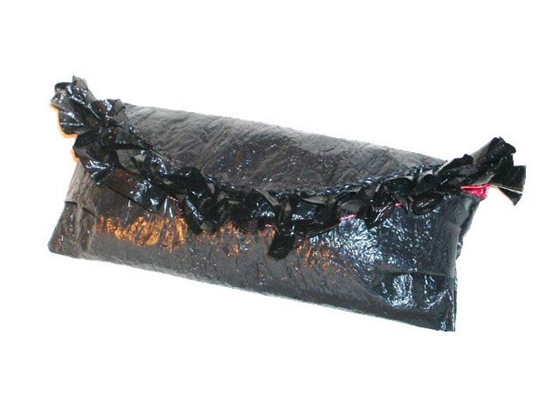 Black Fused Plastic Ruffled Clutch - Etsy