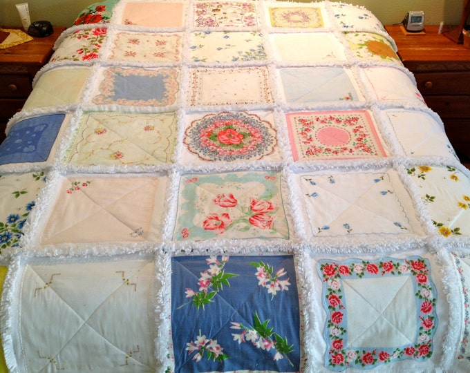 Deposit Listing Your Hankies Vintage Hankie Handkerchief Rag Quilt Made ...