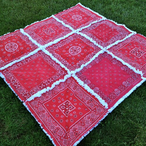 Bandana Picnic Blanket Red White Blue Bandana Handkerchief Rag - Etsy