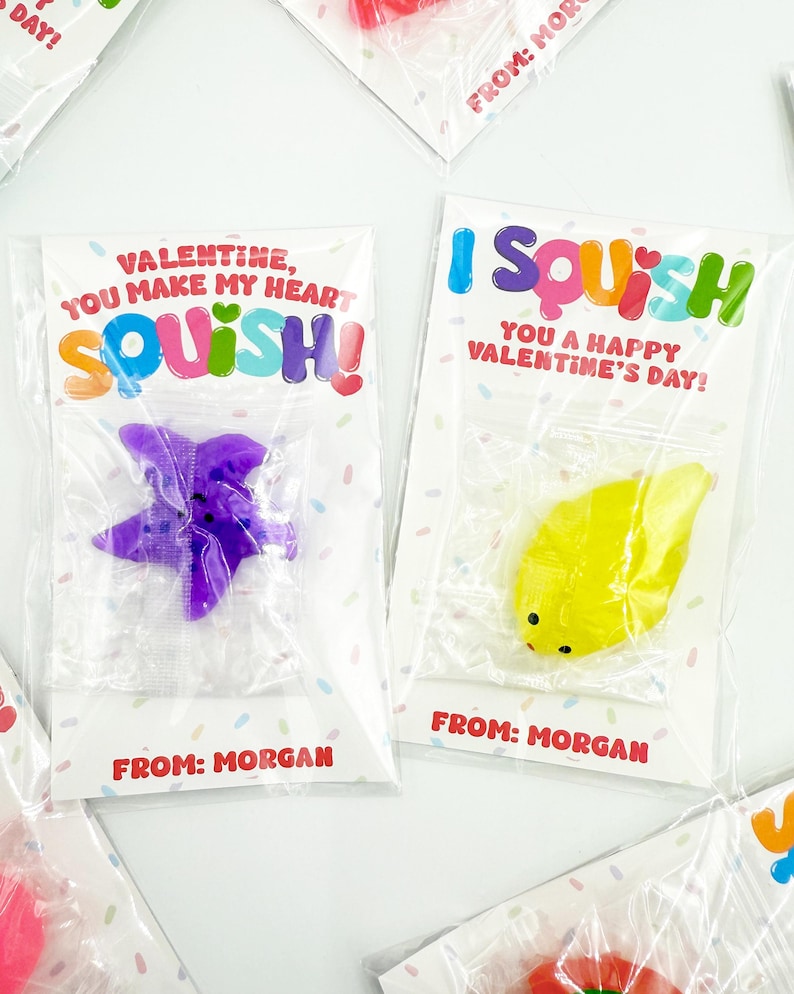 Kids Squishy Valentine's Day Card Favors, Non Candy Printed & Assembled ...