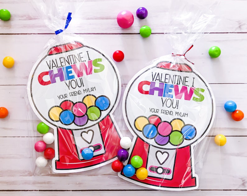 Personalized Gumball Machine Valentines, Digital File, I Chews You ...