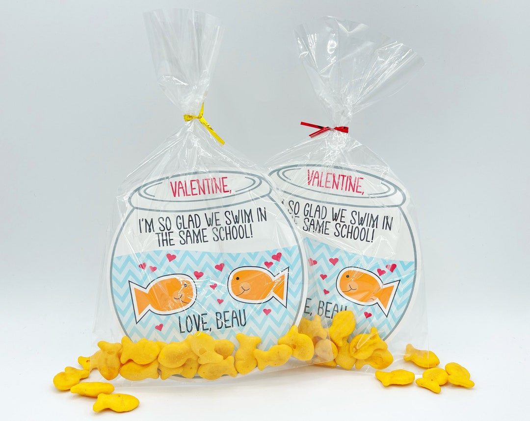 Goldfish Kids Valentines Card, Printed Valentine's Day Card, Boy Girl ...