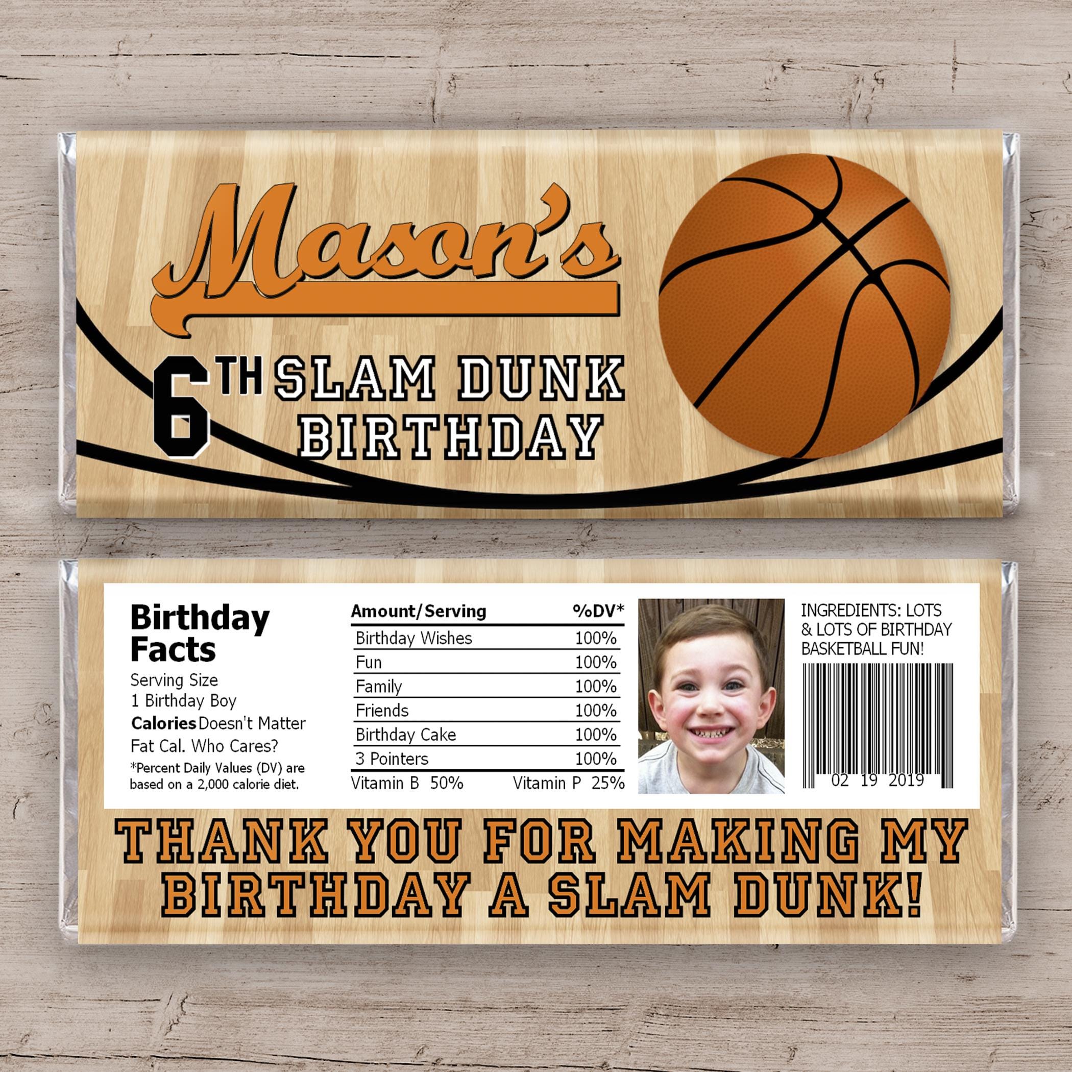 Basketball Birthday Candy Bar Wrappers: Slam Dunk Party Favors (digital ...