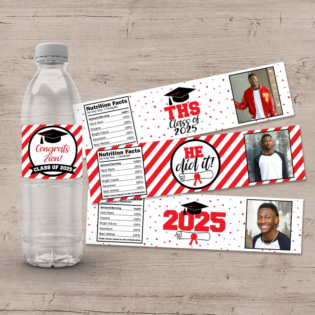 Graduation Party Water Bottle Labels, 2025 Graduation Party Decorations ...