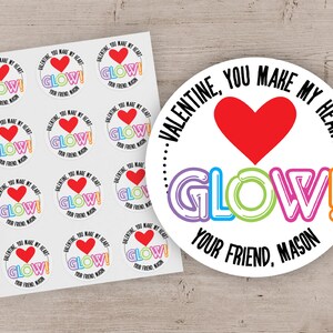 Valentine Stickers, Kids Valentine's Day, Glow Stick Stickers, Glow ...