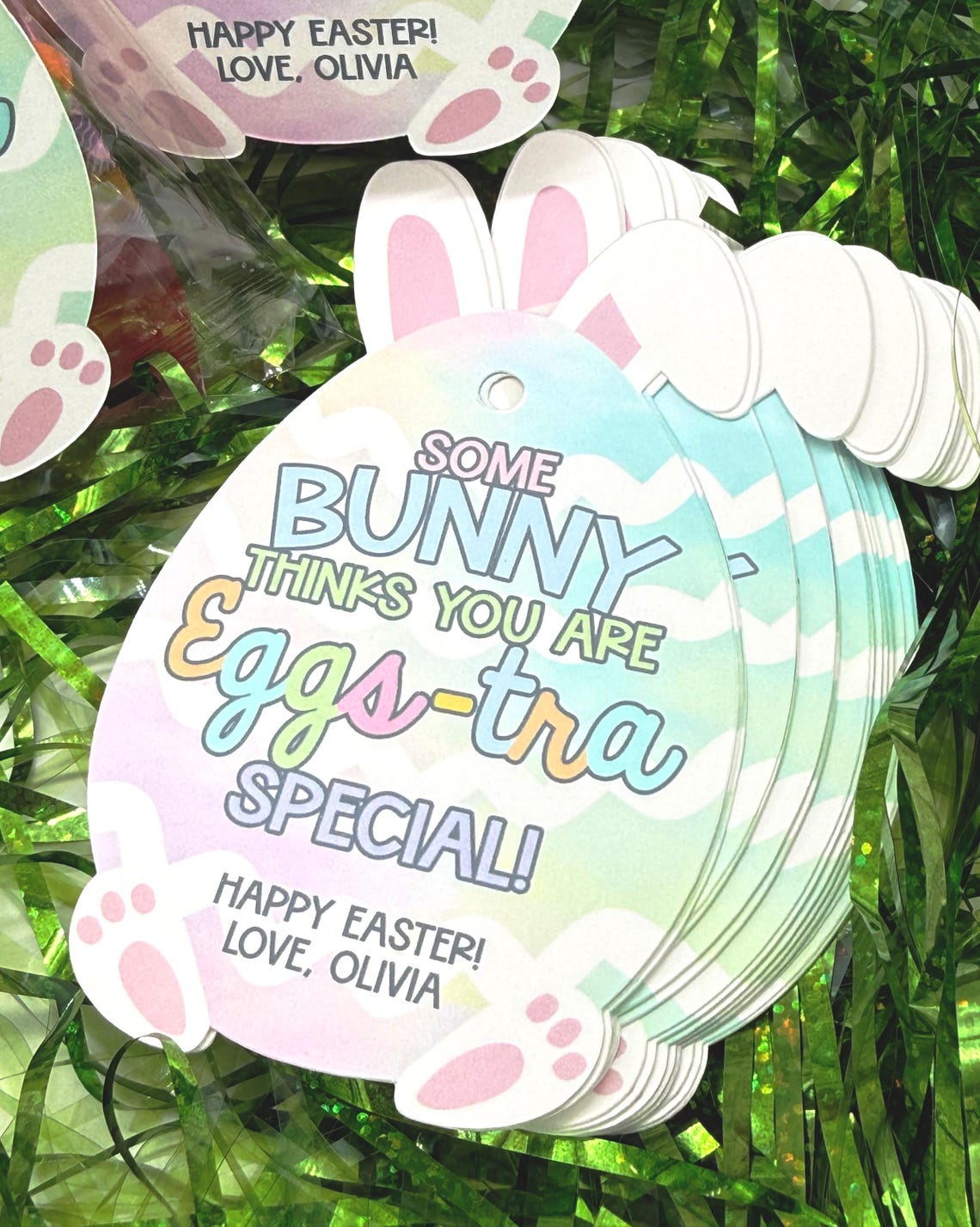 Easter Egg Bunny Gift Tags, Personalized Printed Treat Tags for Kids ...