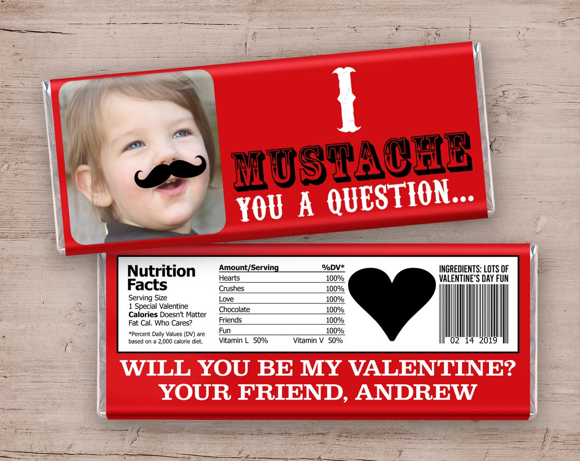 Mustache Valentines Candy Bar Wrappers Funny Valentine's - Etsy