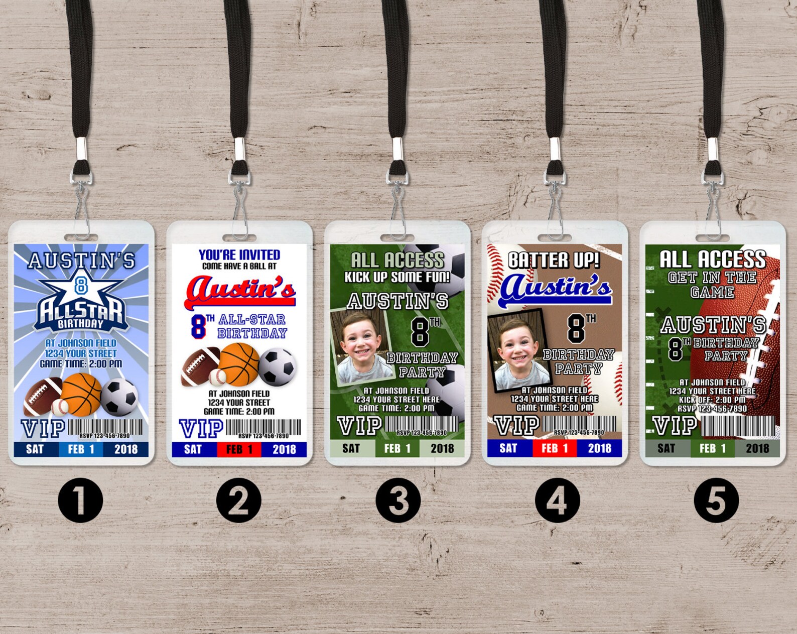 Sports VIP Pass Birthday Party Invitations Favors DIGITAL U Print - Etsy