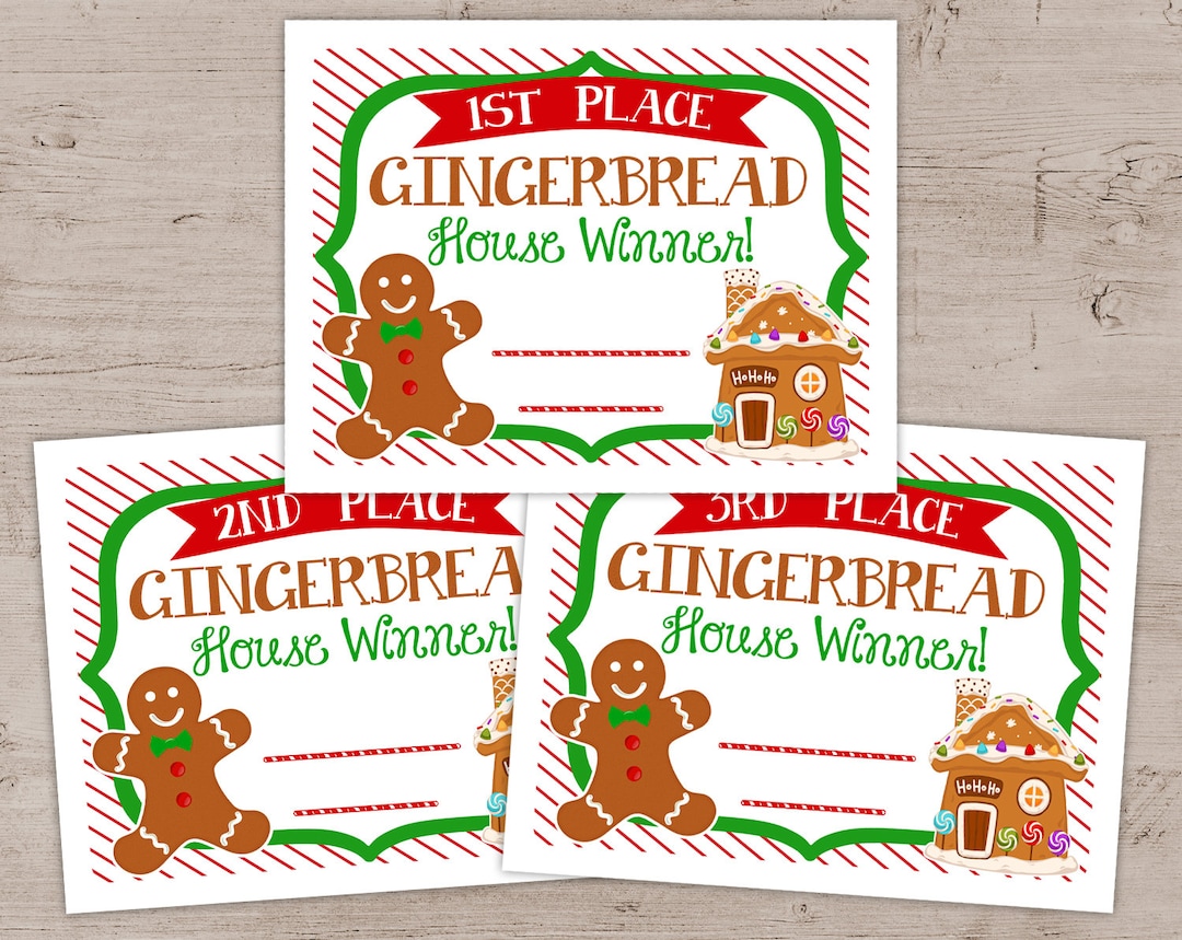 Gingerbread House Awards Certificates, Ginger Bread Contest Printable ...