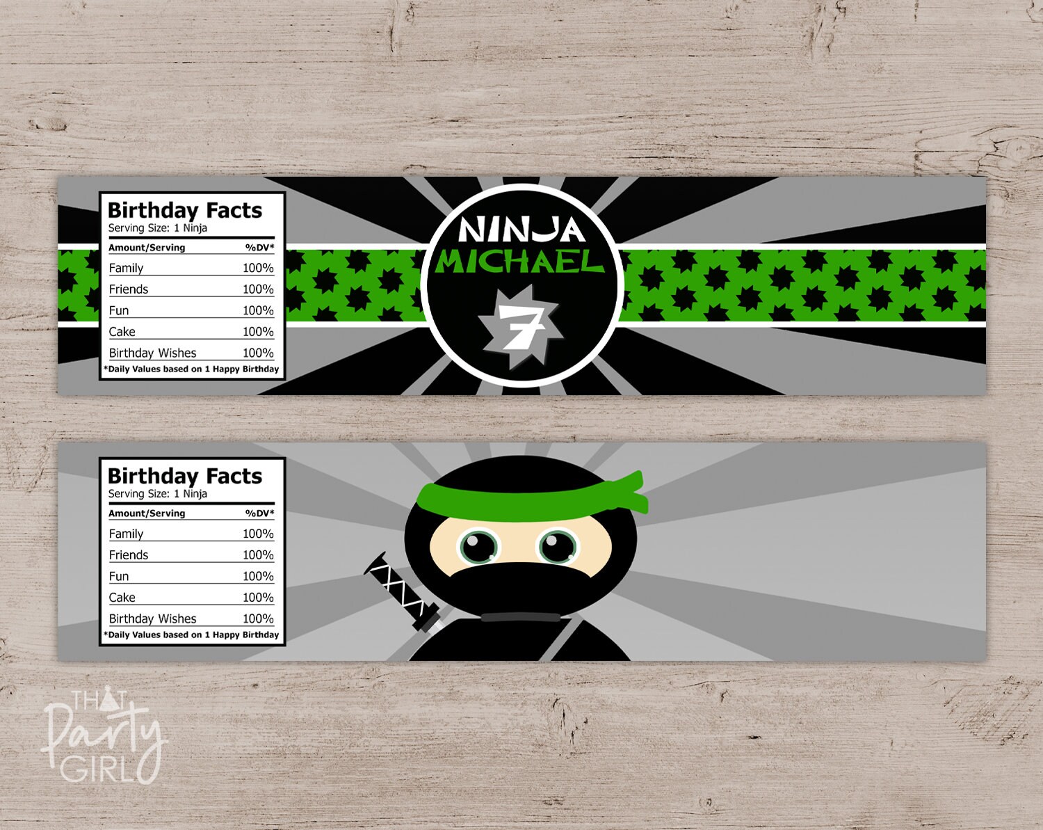Printed Ninja Water Bottle Labels Ninja Birthday Party Water | Etsy