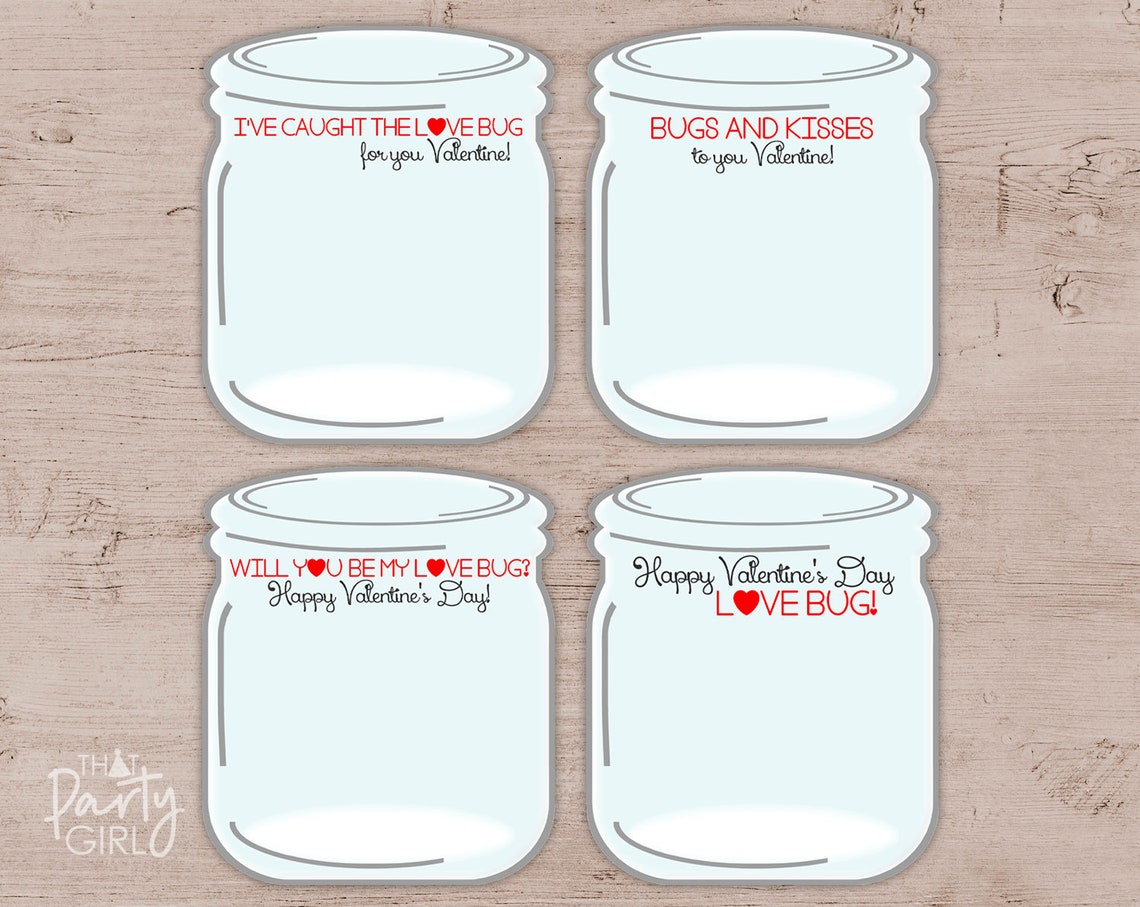 Love Bug Valentines Day Cards DIY INSTANT DOWNLOAD 4 - Etsy