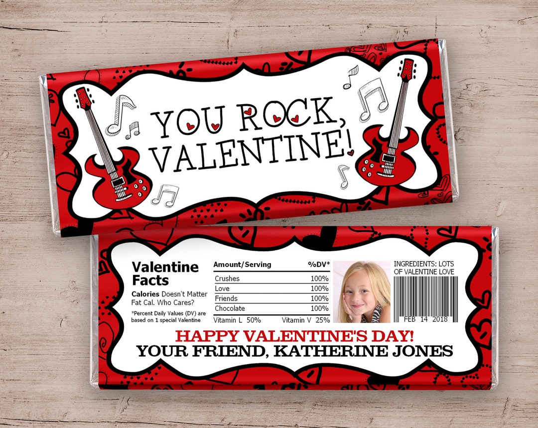Valentine Candy Bar Wrappers, You Rock Valentine, Girls Rock Valentines ...