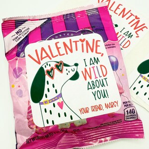 I Am Wild About You Animal Cracker Valentine's Day Stickers, Kids Cat ...
