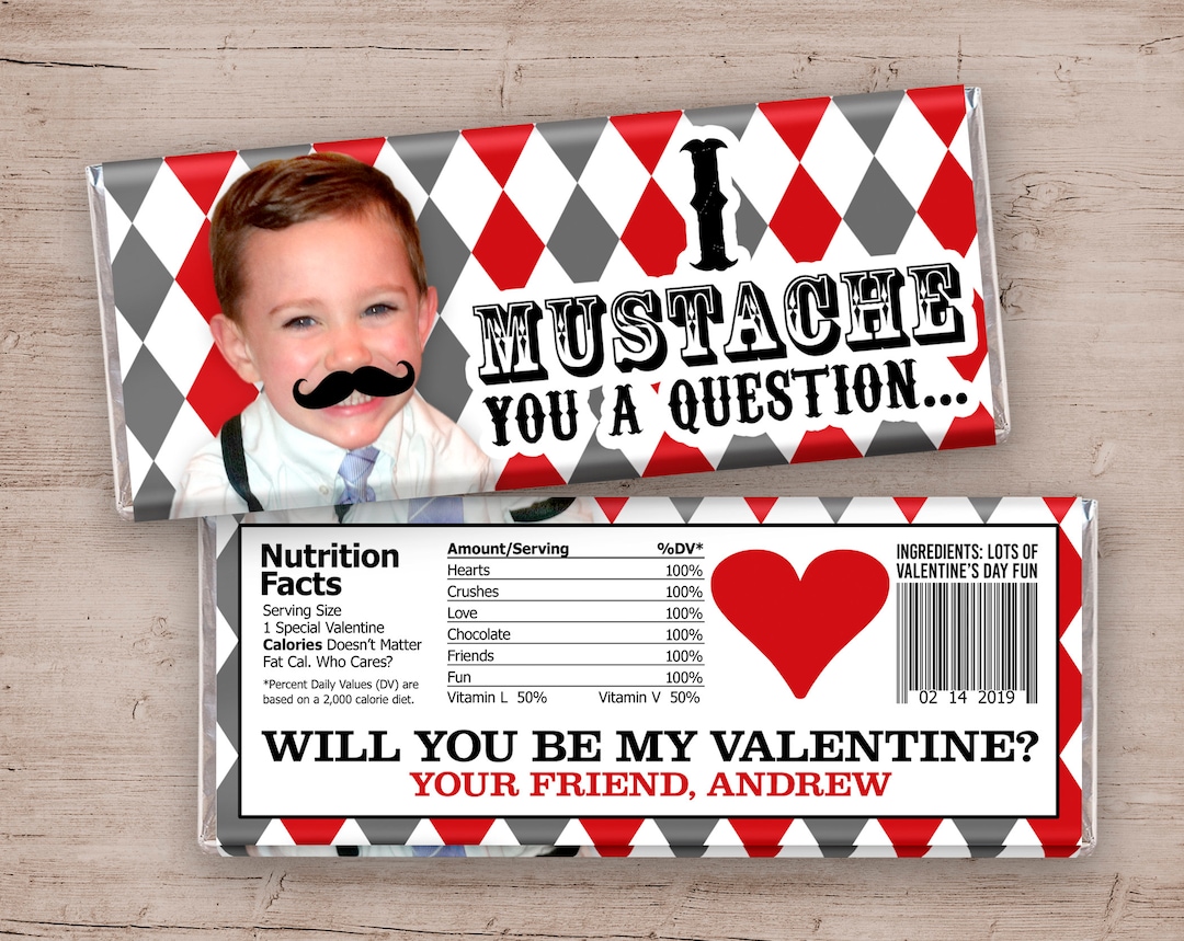 Printable I MUSTACHE You a Question Valentine's Day Party Favors Candy ...