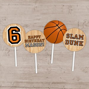 Basketball Birthday Party Cupcake Toppers Favor Tags Decorations ...