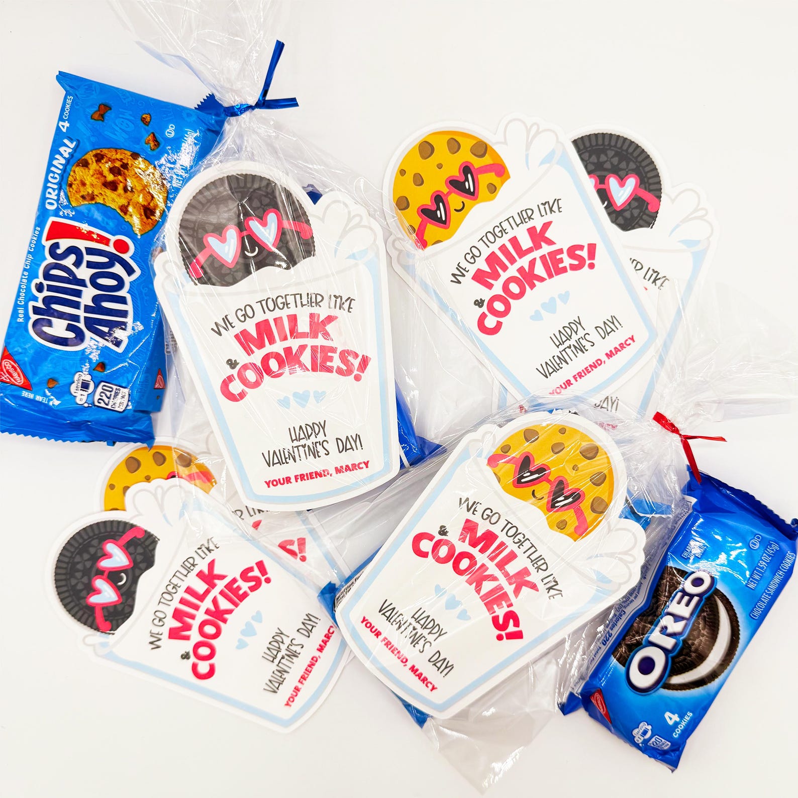 Kids Milk & Cookies Valentines Cards, We Go Together Like Milk and ...
