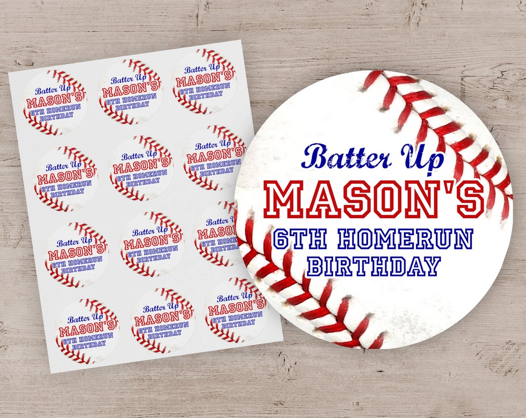 Baseball Party Favor Stickers, Baseball Birthday Party Treat Bag Labels ...