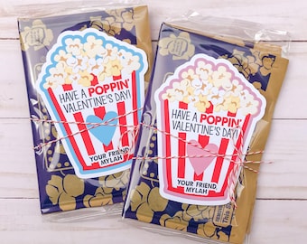 Printable Popcorn Valentines, Kids Valentine's Day Card, Boy Girl ...