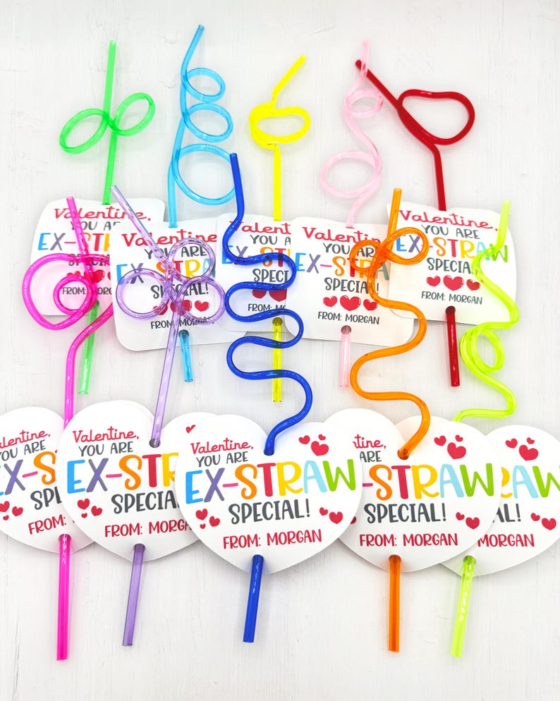 Kids Valentine Silly Straw Favor Kits, Ex-straw Special Valentine's Day ...