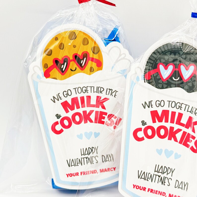 Kids Milk & Cookies Valentines Cards, We Go Together Like Milk and ...