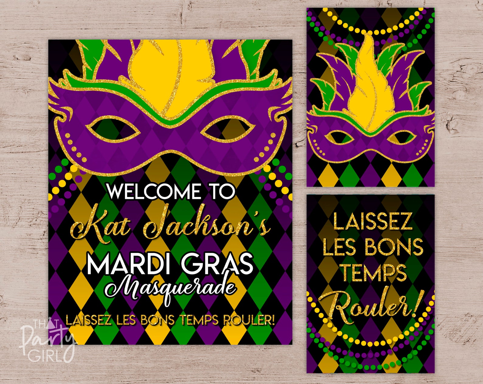 Mardi Gras Party Decorations: Printable Banner, Favors (digital ...