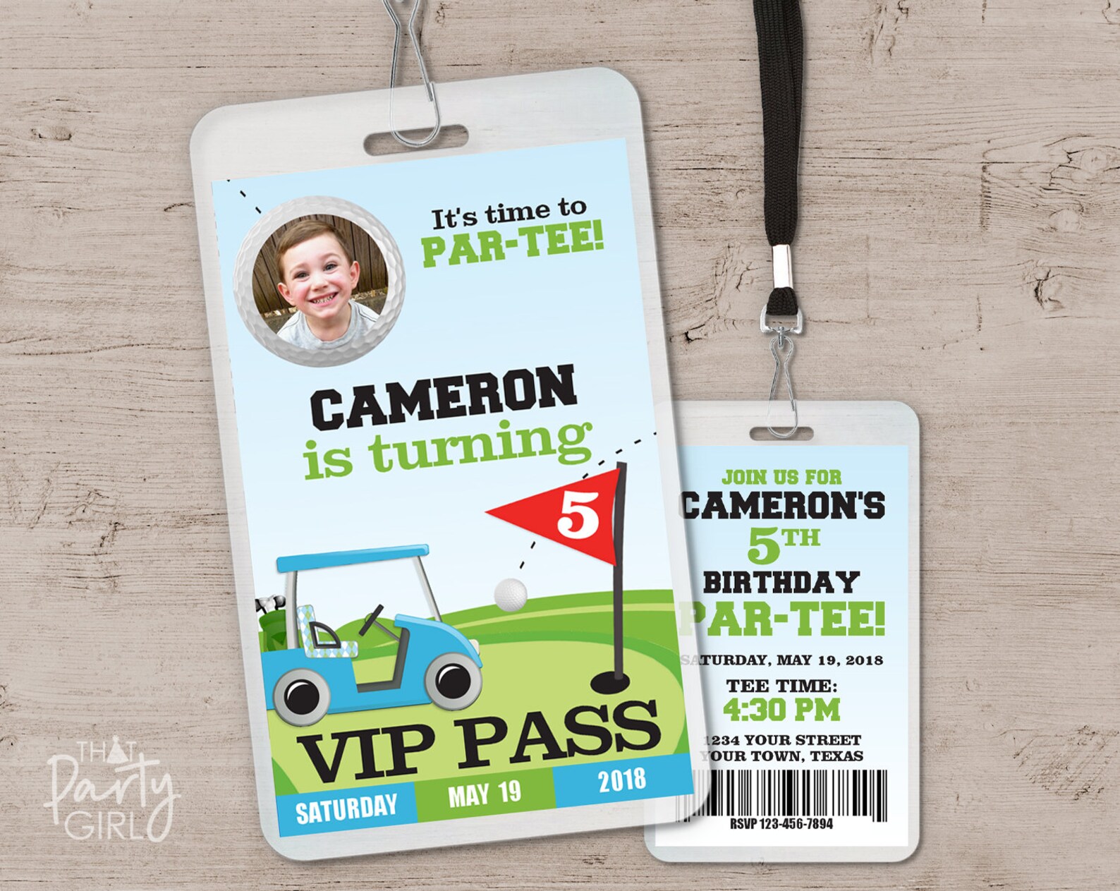 Golf PAR-TEE Birthday Party Vip Pass Style Invitations - Etsy