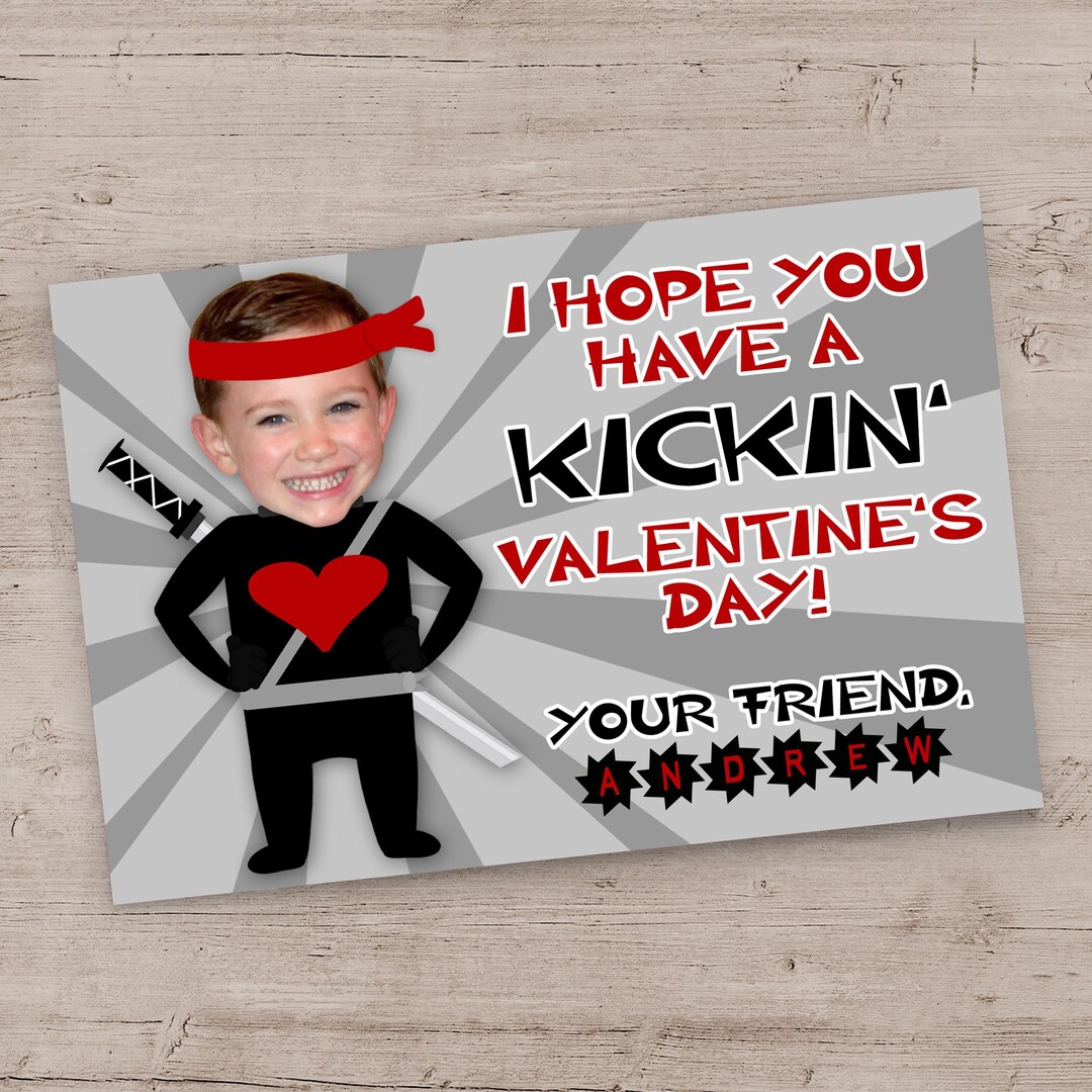 Ninja Valentine's Day Cards - Funny Kids Valentines With Your Photo ...
