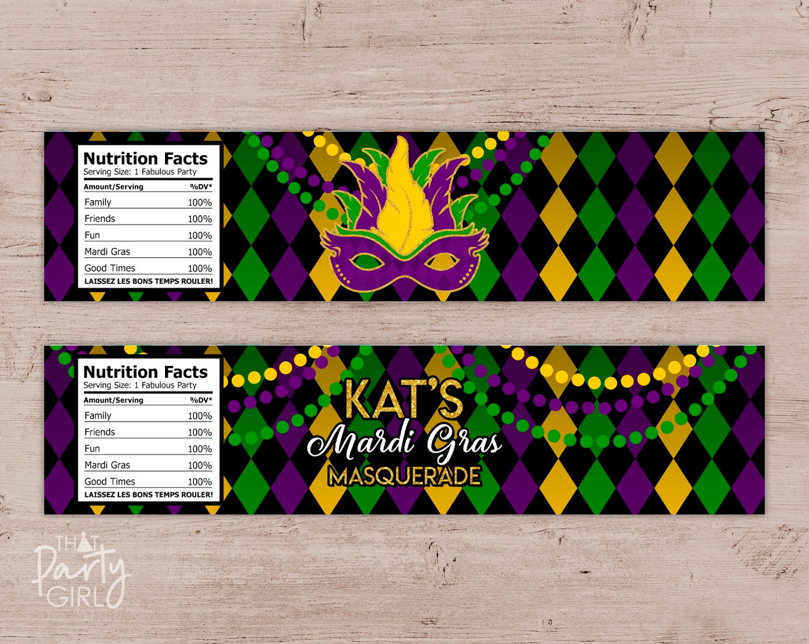 Printed Mardi Gras Water Bottle Labels: Birthday Party Favors - Etsy