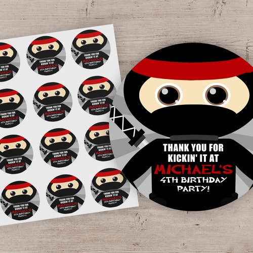 Ninja Gift Bag Stickers Ninja Birthday Party Decorations - Etsy