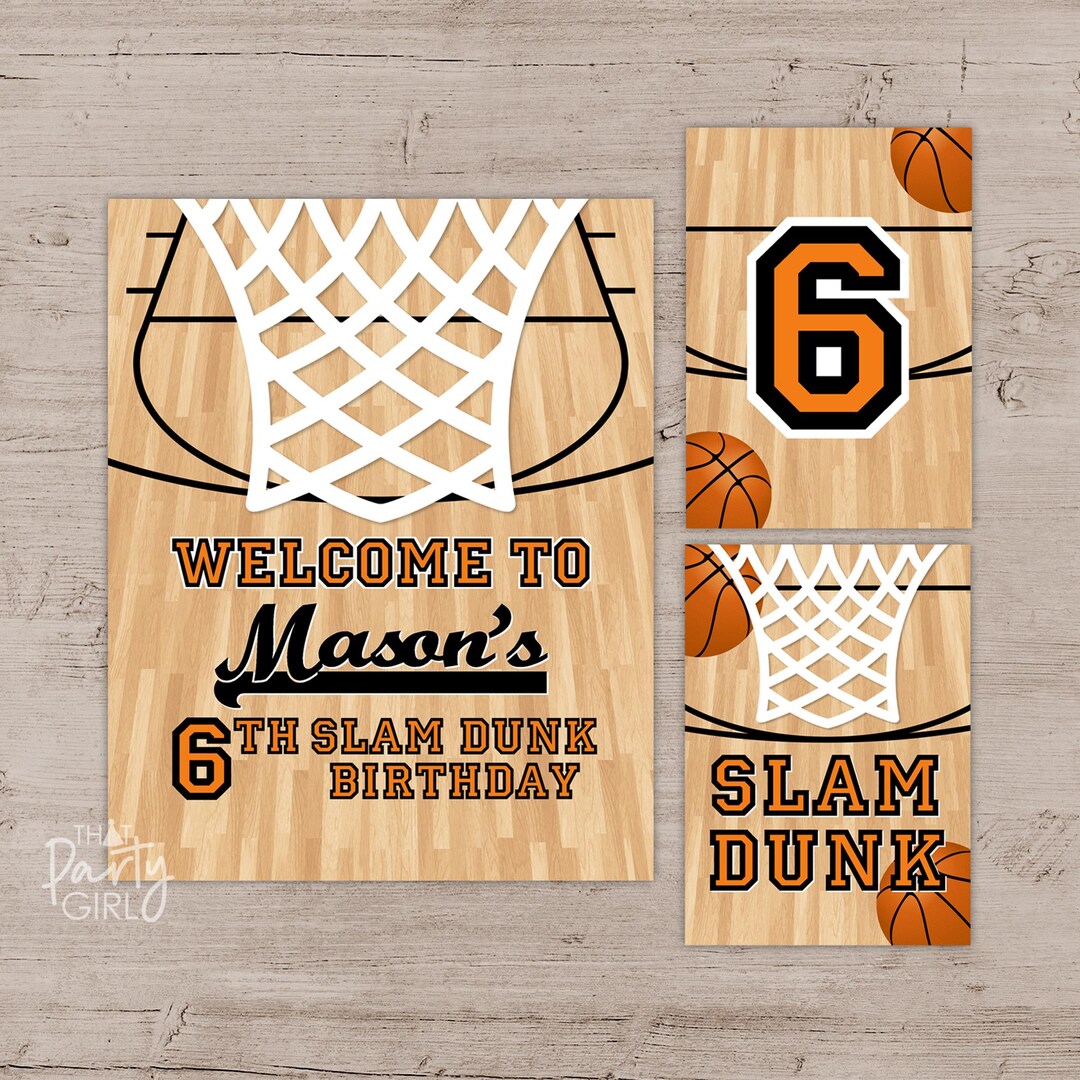 Basketball Birthday Party Signs, Digital File Sports Party Sign ...