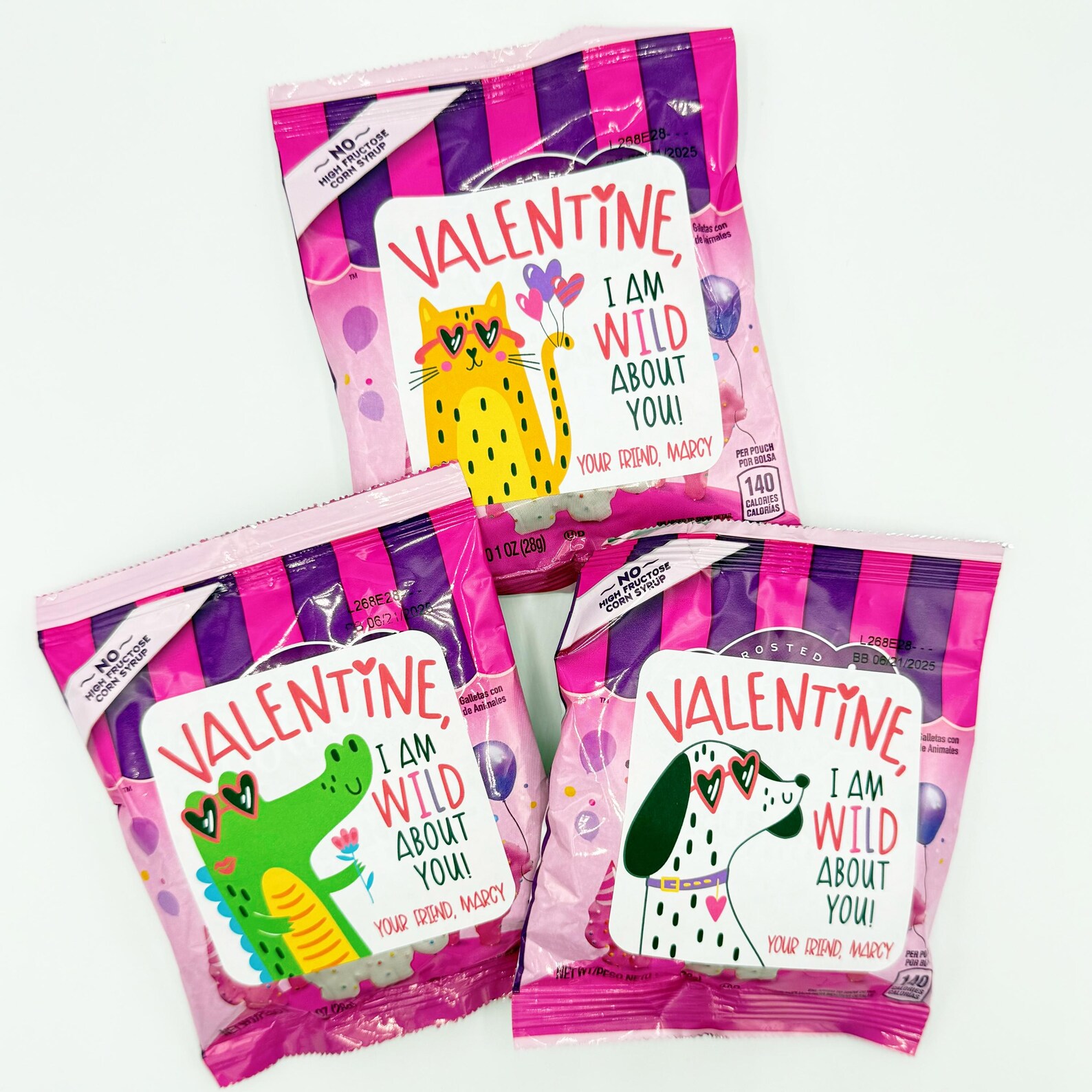 I Am Wild About You Animal Cracker Valentine's Day Stickers, Kids Cat ...