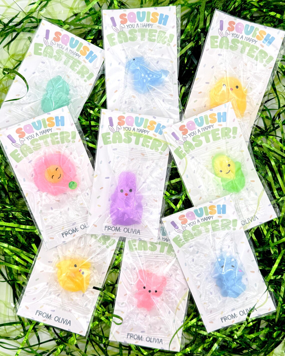 Kids Squishy Easter Card Party Treat Favors, Printed Easter Gift for ...