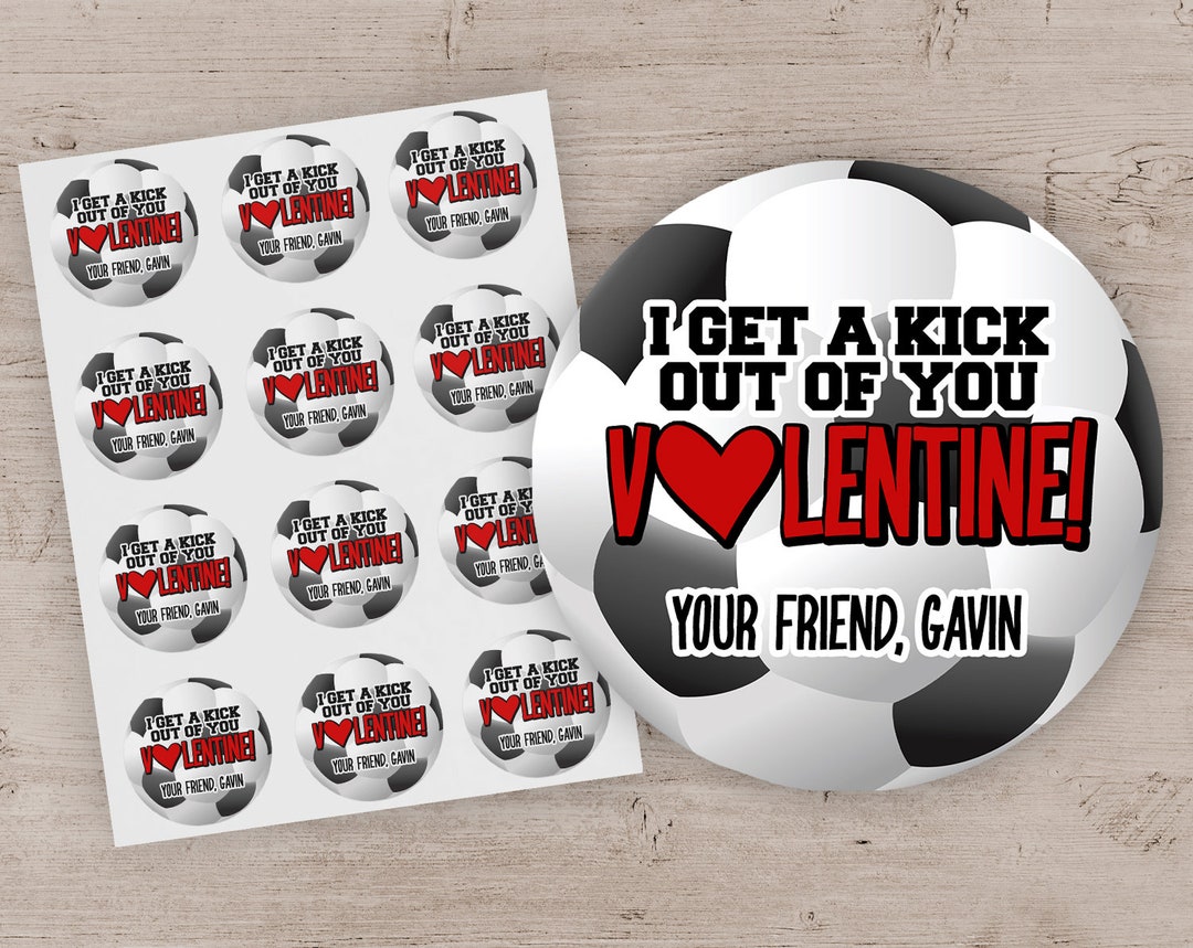 Soccer Valentine Stickers Sports Valentine's Day Treat Labels All Star ...